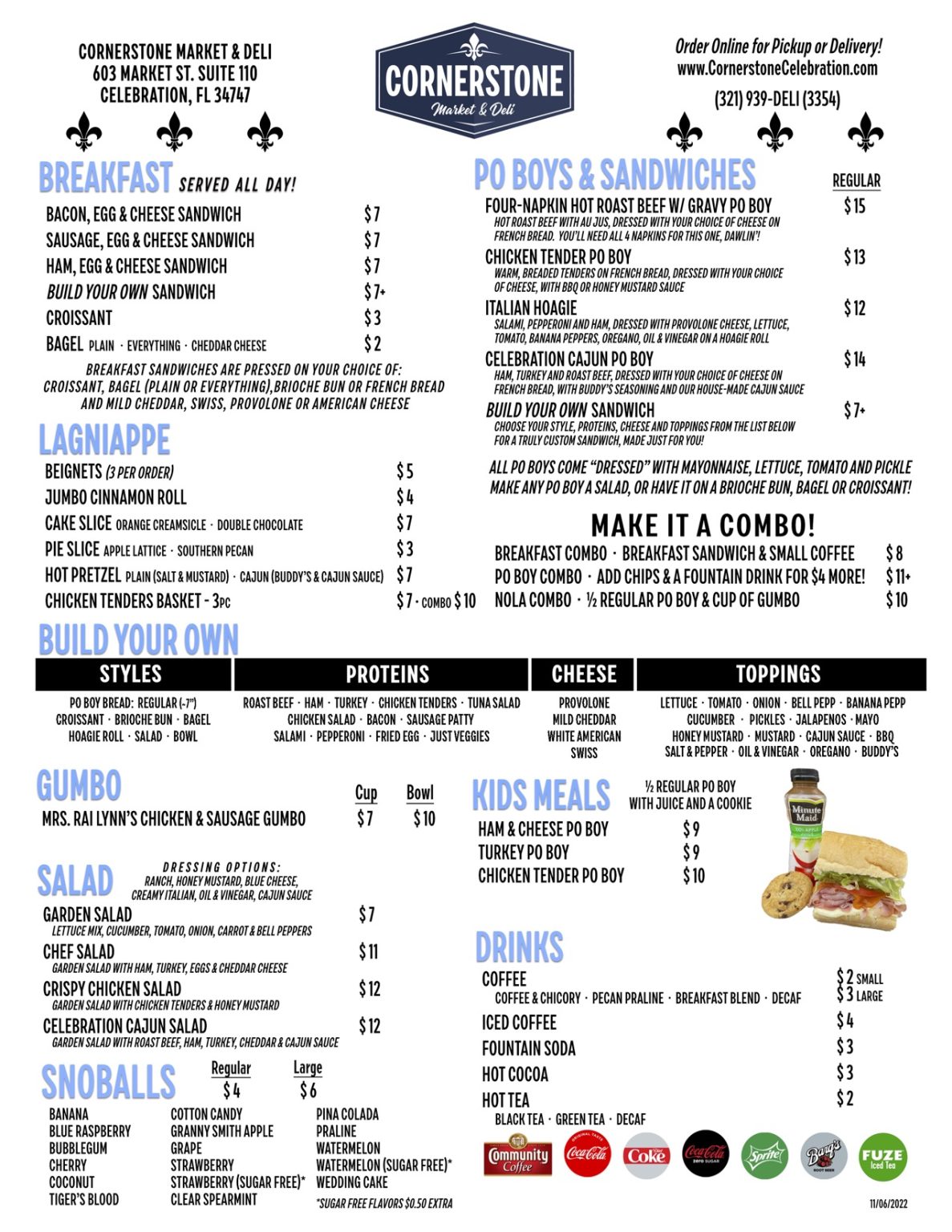 Menu – Cornerstone Market & Deli